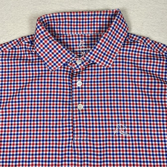 Rhoback | Shirts | Rhoback Polo Shirt Mens M Red Blue White Gingham ...